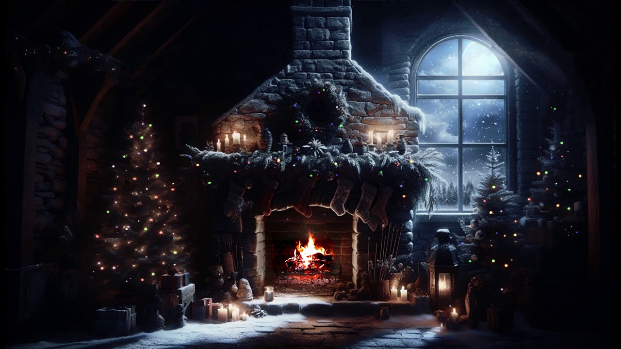 Christmas Fireplace Gif 4k