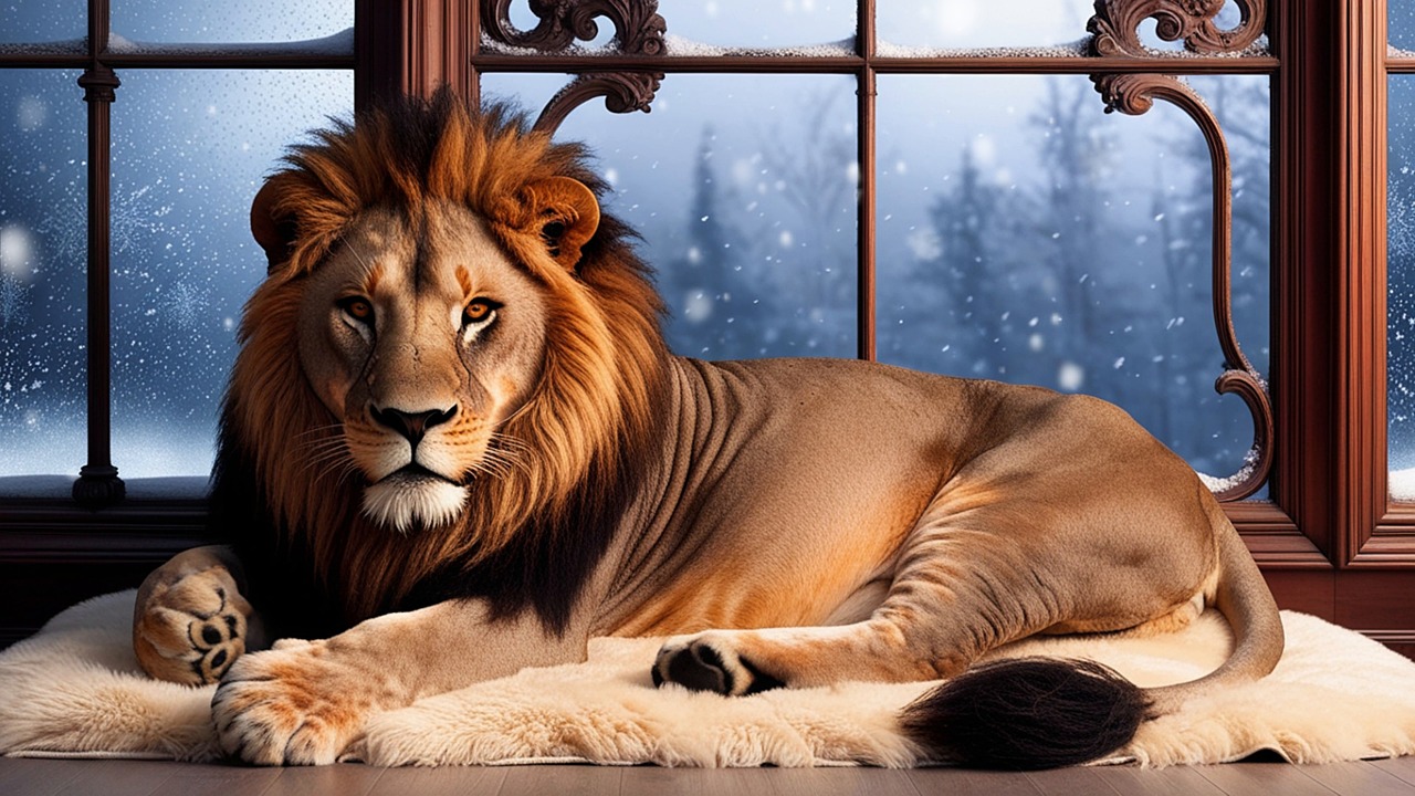 Lion, Snow, Winter. Free Stock Video - Pixabay