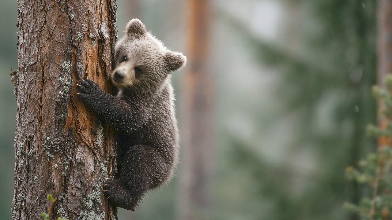 Bear Cub Climbing Bear Funny Bear Free Stock Video Pixabay