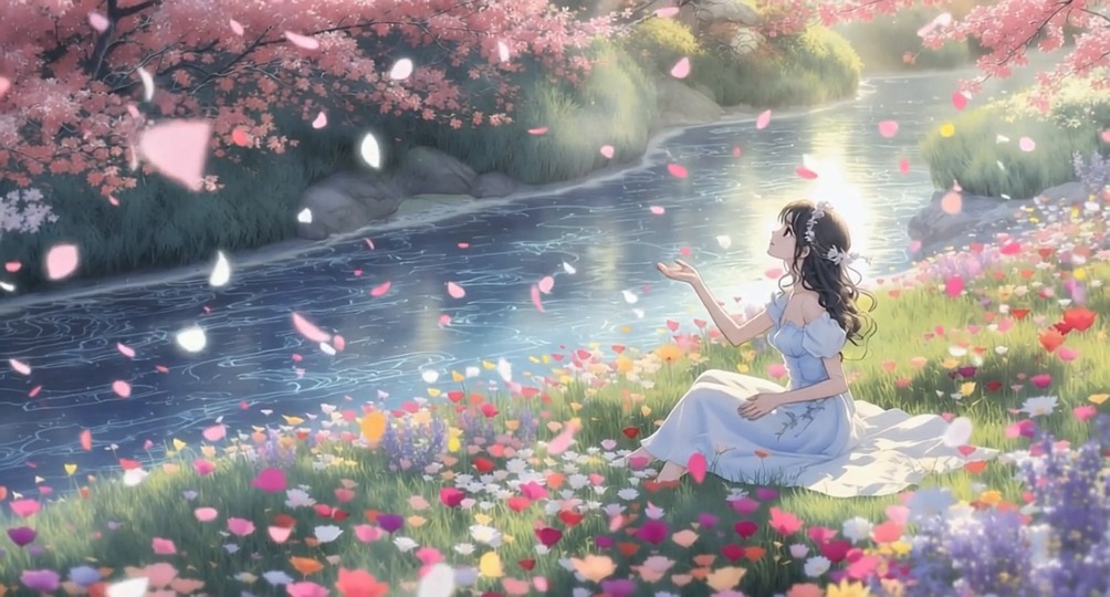 A Gorgeous Anime Girl, Beautiful Flowers, Flowers View. Free Stock ...