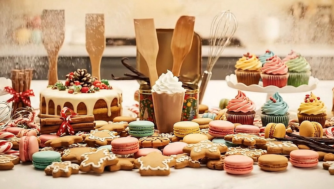 Holiday Baking Display, Festive Dessert Assortment, Gourmet ...