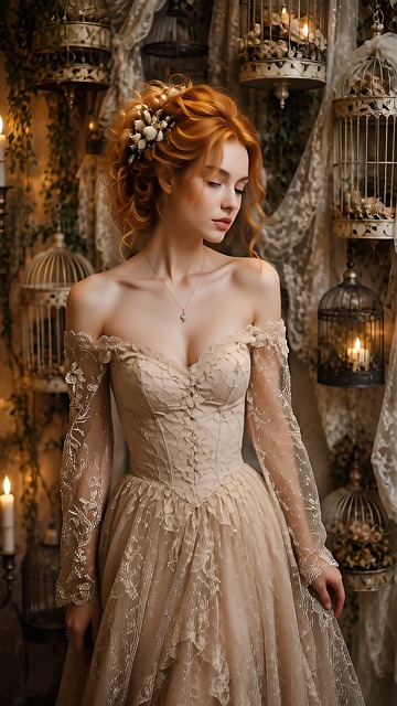 Birdcage Wall, Lace Drapery, Strawberry Blonde Hair. Free Stock Video ...